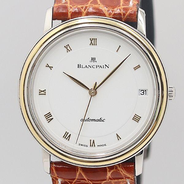 デッドストック級 保/箱付 稼働美品 ブランパン ヴィルレ 1195-1318 YG×SS 白文字盤 デイト AT メンズ腕時計 NSY12035ABC 0004620 6MGT ...