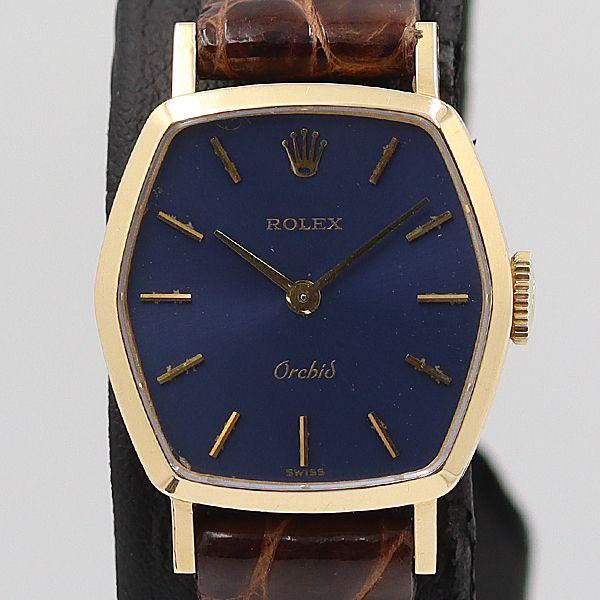 デッドストック級 保付 稼働 良品 ロレックス オーキッド 2664/8 18K/750/13.6g ネイビー 手巻 レディース腕時計 NSY13595ABC 5165710 8KHT ...