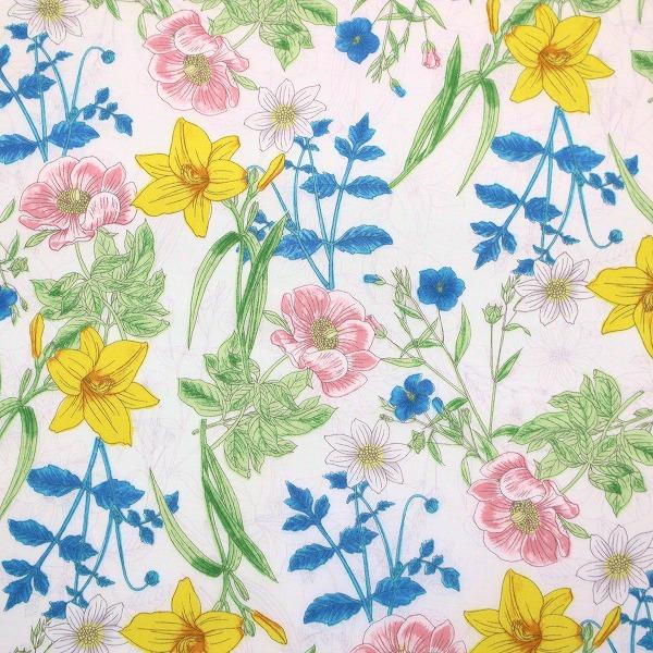 生地 布 80ローン 中花 パステル フラワー 草木 花柄 薄手 コットンローン 綿100％ 約110cm幅 205007 ゆうパケット4m ...