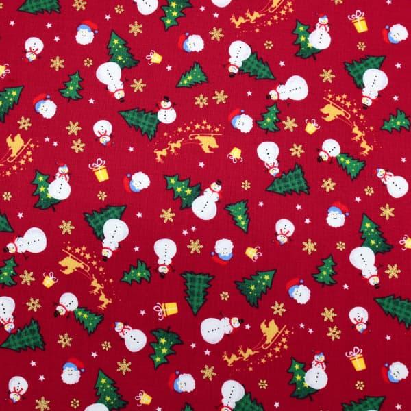 生地 布 クリスマス 雪だるま スノーマン サンタクロース ツリー ラメ スケア シーチング 綿100％ 約110cm幅 ゆうパケット2.5m ...