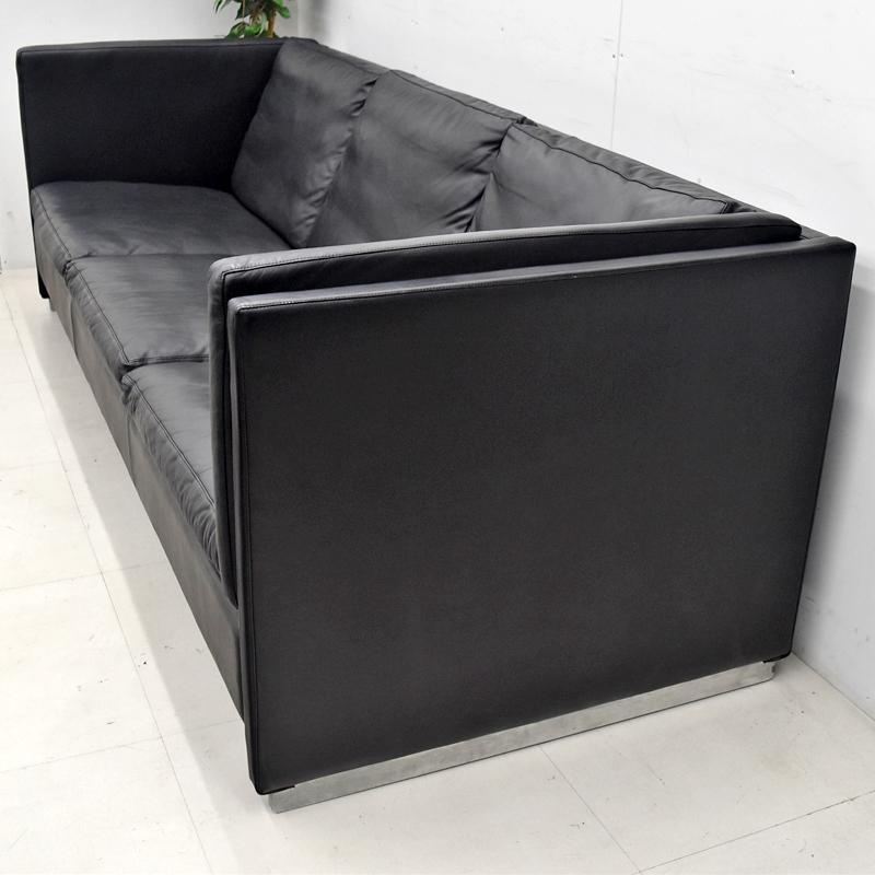 ボーエックス 3Pソファ 総革張り ブラック W2100 2018031502 : 中古オフィス家具トレタテYahoo!店 - 通販 - Yahoo!ショッピング