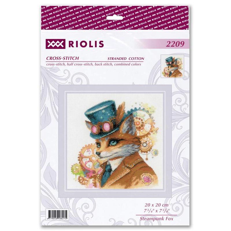 RIOLISクロスステッチ刺繍キット No.2209 "Steampunk Fox" (スチームパンクフォックス キツネ) 【海外取り寄せ/納期30〜60日程度】 : HAND WORK と ...