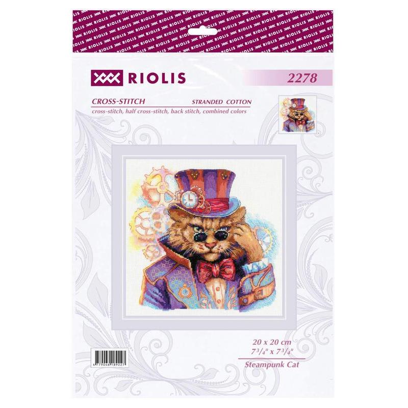 RIOLISクロスステッチ刺繍キット No.2278 "Steampunk Cat" (スチームパンクキャット 猫) 【海外取り寄せ/納期30〜60日程度】 : HAND WORK とりい ...