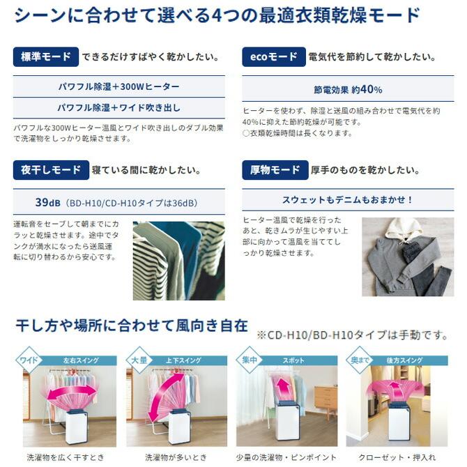 CORONA（住宅設備） 衣類乾燥除湿機Hシリーズ 除湿機 除湿能力(50/60Hz)：9.0/10.0L/日 コロナ BD-H1025-AG ...