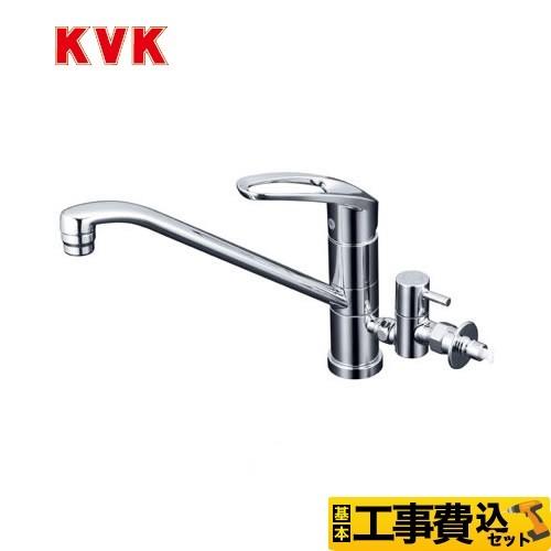 工事費込みセット キッチン水栓 ワンホールタイプ KVK KM5041CTTU 流し台用シングルレバー式混合栓 回転分岐止水栓付 リフォーム : 家電と住宅設備の取替ドットコム - 通販 ...