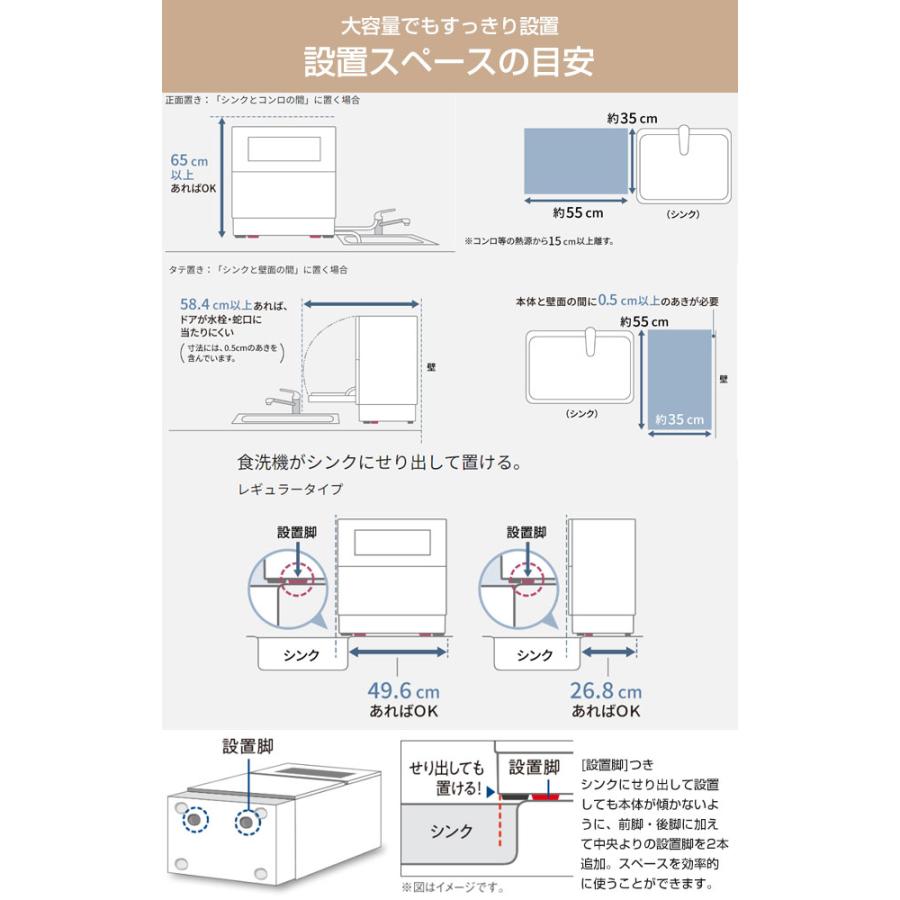 Panasonic 食器洗い機 レギュラータイプ 卓上型食器洗い乾燥機 容量：食器点数40点 5人用 パナソニック NP-TA5-W 食器洗い乾燥機 ホワイト : 家電と住宅設備の取替 ...
