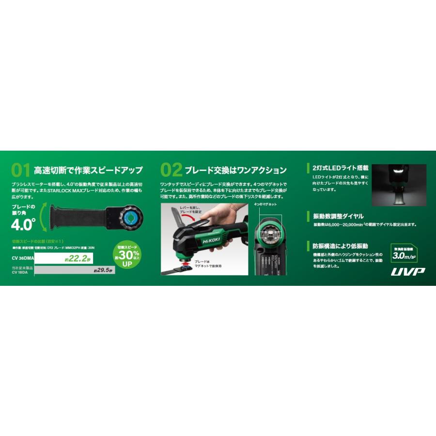 HiKOKI HiKOKI(ハイコーキ) CV36DMA(NN) 充電式マルチツール 36V【本体のみ】マルチボルト対応 ワンアクションブレード交換 ブラシレスモーター 高速切断 防振設計 2 ...