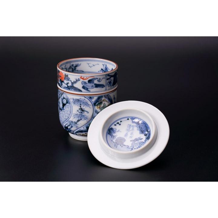 九谷焼 蓋付湯呑 色絵祥瑞/山本長左(宮内庁御用窯) 送料無料 九谷焼 蓋付湯呑 色絵祥瑞/山本長左(宮内庁御用窯) 送料無料