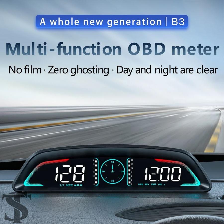 B3 スピードメーターヘッドアップディスプレイ OBD2 HUD 車タコメーター水温アラーム自動燃料消費量ボルトメーターゲージ : T-マート Yahoo!店 - 通販 - Yahoo!ショッピング