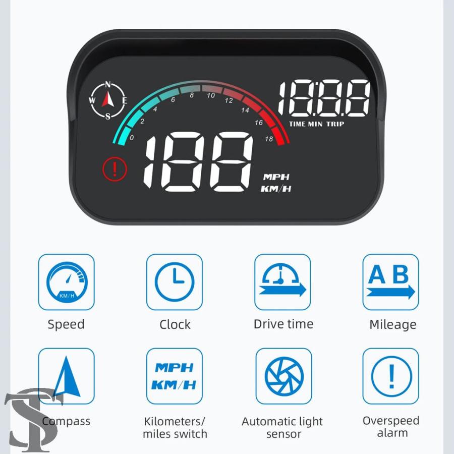 車 M22 GPS HUD ヘッドアップディスプレイ汎用デジタル スピードメーター LCD 投シャドウスピード超過警報コンパス : T-マート Yahoo!店 - 通販 - Yahoo!ショッピング