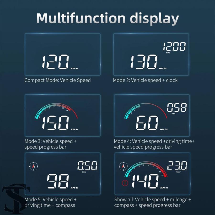 車 M22 GPS HUD ヘッドアップディスプレイ汎用デジタル スピードメーター LCD 投シャドウスピード超過警報コンパス : T-マート Yahoo!店 - 通販 - Yahoo!ショッピング