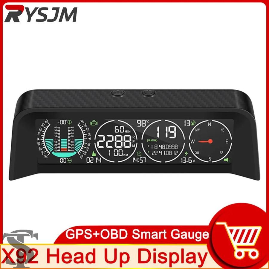 カーヘッドアップディスプレイスマート GPS OBD HUD オフロードインテリジェントレベル高度計スピードメータータコメーター時間電圧コンパス : T-マート Yahoo!店 - 通販 ...