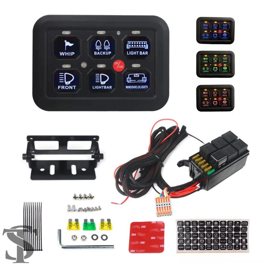 12V LED 6ギャングスイッチパネル 600W-1200W 回路制御リレーシステムボックス スリムタッチコントロールパネル ボート ジープ キャラバン用 : T-マート Yahoo!店 ...
