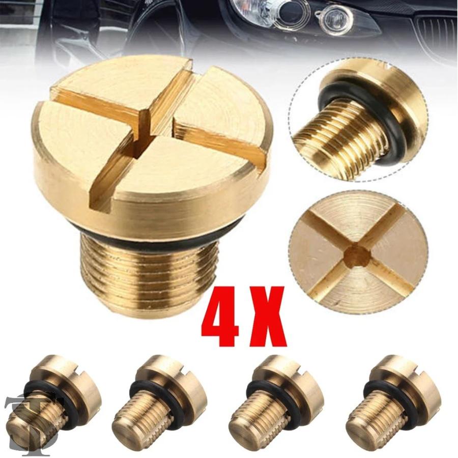 4 個ゴールド真鍮ラジエーターホースブリードベントネジプラグ BMW 3 E46 E36 E30 E31 E53 318I 323I 325I 328I 540I 17111712788 ...