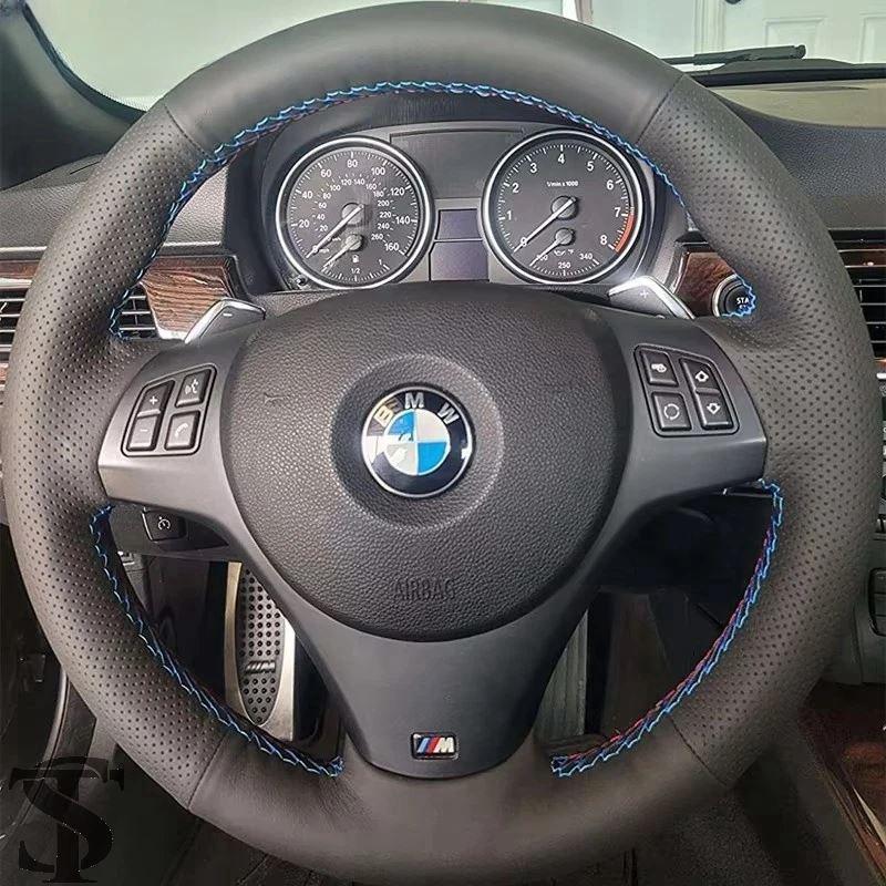 ステアリングホイールカバー BMW E81 E90 パック M スポーツ M3 E91 E92 E93 E87 E82 E88 X1 E84 手縫いマイクロファイバーレザー : T-マート ...