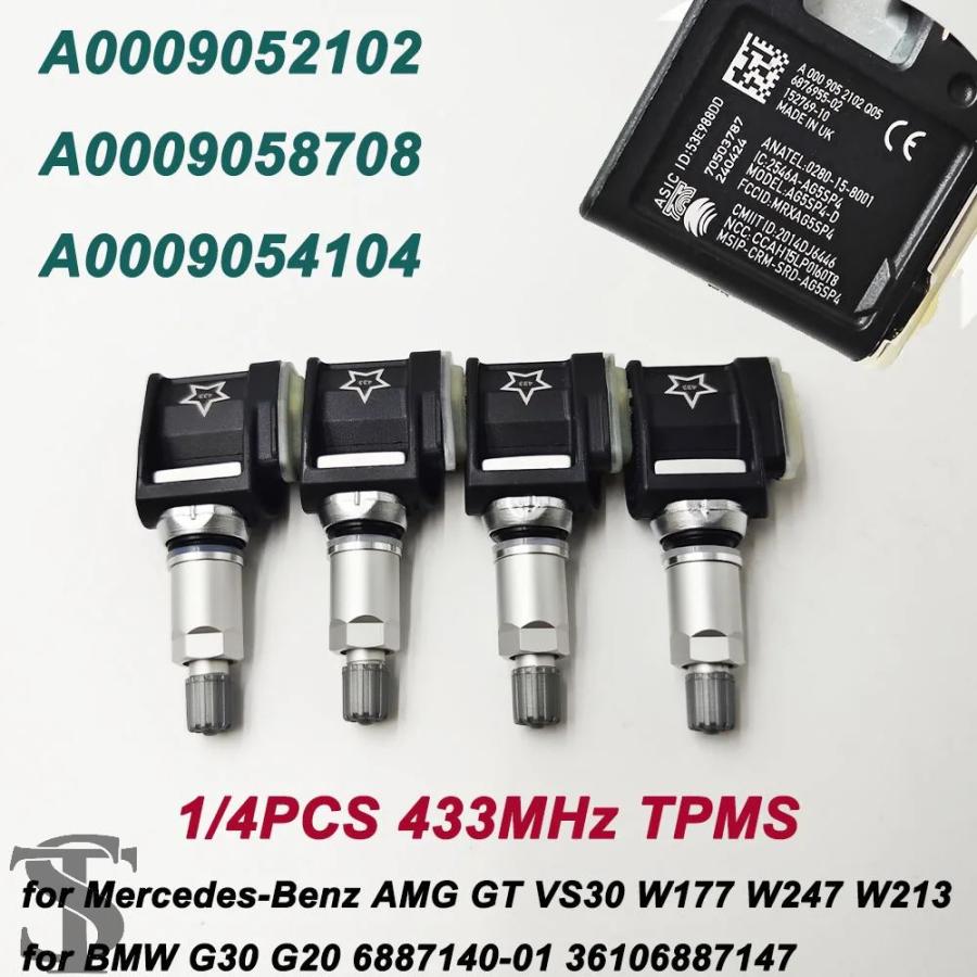 1/4 個 A0009052102 433MHZ TPMS タイヤエア圧センサー メルセデス ベンツ CLS W177 A0009054104 ...