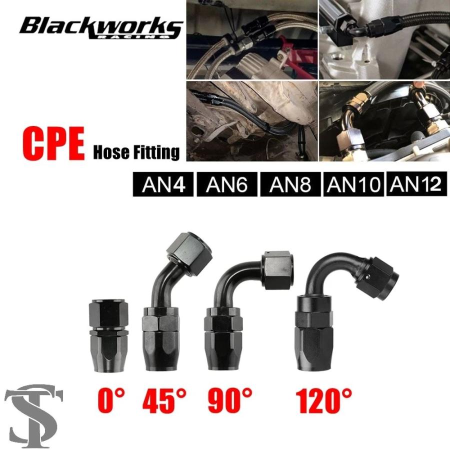 汎用 AN4/AN6/AN8/AN10/AN12 ストレート 0°/45°/90°/120° 度オイル燃料スイベルホースエンドフィッティング CPE オイルホースエンドアダプターブラック ...