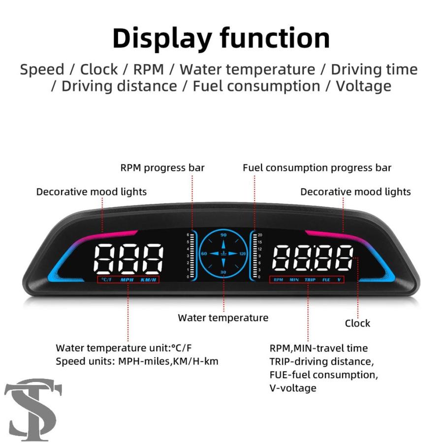 B3 ヘッドアップディスプレイ車 OBD HUD 新デジタルスピードメータースピード超過警報時計 RPM 電圧水温多機能ディスプレイ : T-マート Yahoo!店 - 通販 - Yahoo ...