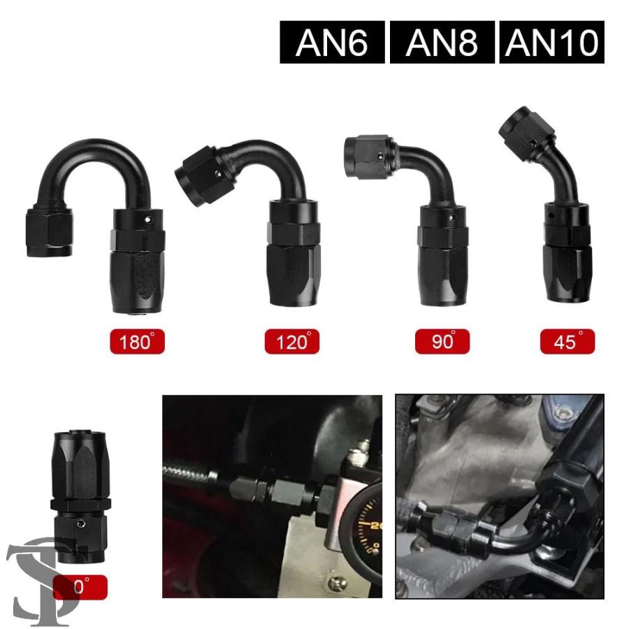 AN6 AN8 AN10 アルミニウムストレートエルボー 0° 45° 90° 120° オイル燃料用スイベルホースエンドフィッティング : T-マート Yahoo!店 - 通販 ...