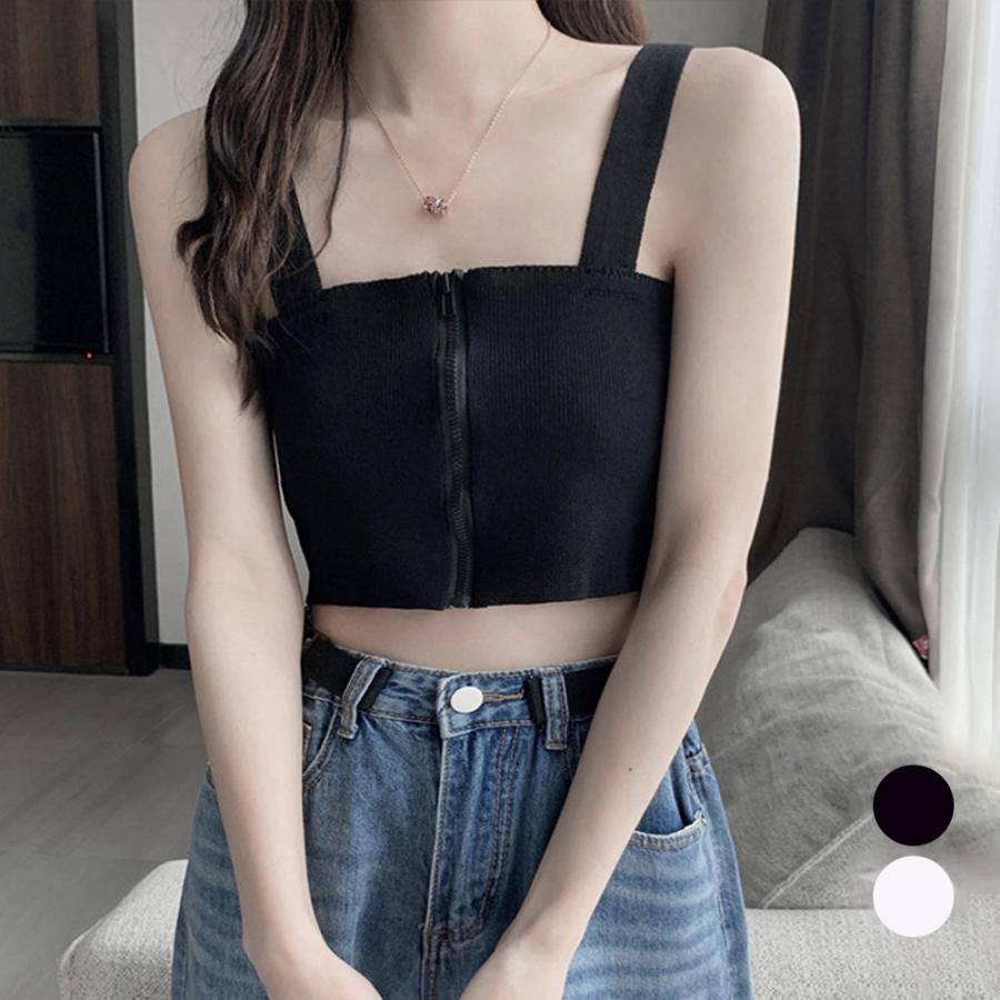 ニットキャミソール へそ出し ジップ : 暮らしの生活館 - 通販 - Yahoo!ショッピング