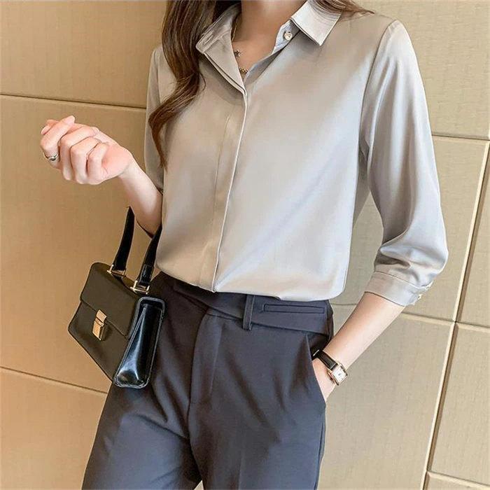 シャツ レディース オフィス フォーマル ブラウス ワイシャツ 白シャツ 長袖 yシャツ スリム 襟付き 前開き とろみ リクルート 就活 OL 事務服 制服 : 暮らしの生活館 - 通販 ...