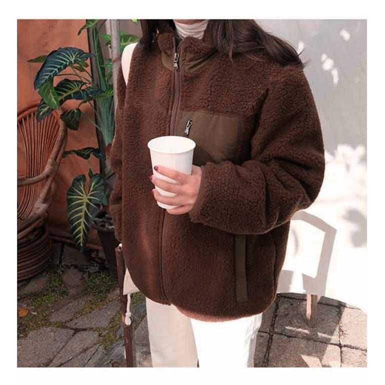 ボアジャケット アウター レディース ブルゾン フリース ビッグシルエット オーバーサイズ シンプル ストリート カジュアル ミリタリー 秋 冬 冬服 : x-240523-nz110 ...