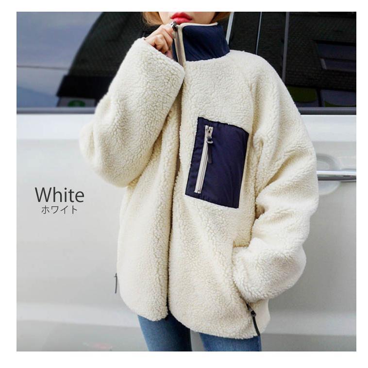 ボアジャケット アウター レディース ブルゾン フリース ビッグシルエット オーバーサイズ シンプル ストリート カジュアル ミリタリー 秋 冬 冬服 : x-240523-nz110 ...