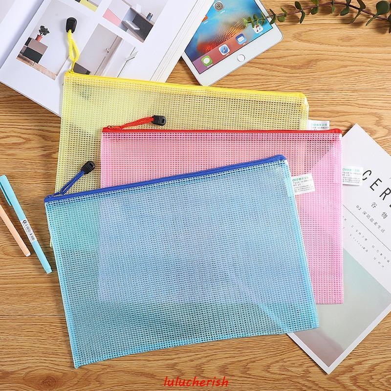 ファイル袋 ファイル収納 ジッパー式 ファイルケース 書類整理 ファイルバッグ A4 A5 A6 大容量 防水性 収納袋 メッシュ 家庭用 5 ...