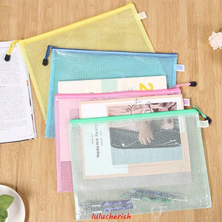 ファイル袋 ファイル収納 ジッパー式 ファイルケース 書類整理 ファイルバッグ A4 A5 A6 大容量 防水性 収納袋 メッシュ 家庭用 5 ...