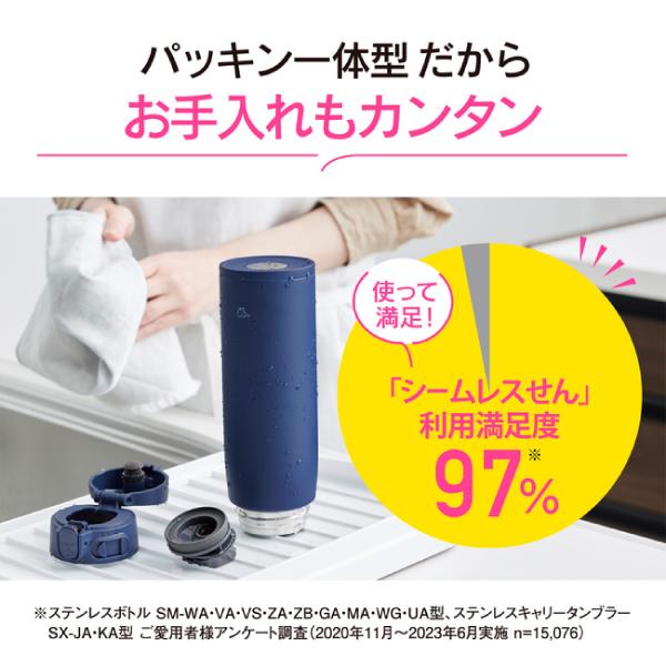 象印 SM-VB60(BM) 象印 ステンレスマグボトル 水筒 ステンレスボトル 保温保冷 ZOJIRUSHI 水筒 0.6L(600ml) せん一体型 シームレスせん ソフトブラック SM ...