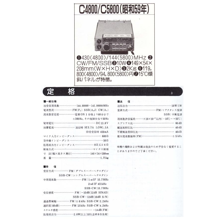 C5800【日本マランツ】144MHz（オールモード）10W 地獄耳！ 旧名機 : トヨムラ・太田店 - 通販 - Yahoo!ショッピング