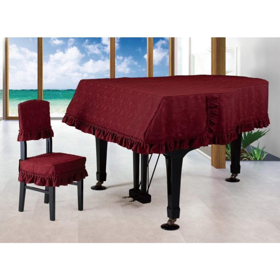 グランドピアノ用 ピアノカバー ワッシャージャガード ワインレッド地模様 音符柄【160cm〜170cm未満サイズ】MR : TPmusic ヤフー店 - 通販 - Yahoo!ショッピング