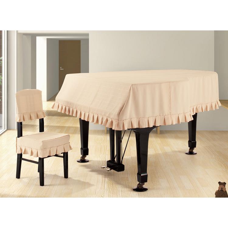 グランドピアノ用 ピアノカバー ベージュ系ドット＆音符 ボーダー柄【160cm未満サイズ】TE : TPmusic ヤフー店 - 通販 - Yahoo!ショッピング