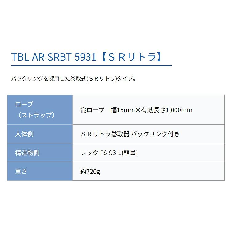 藤井電工 ツインランヤード用補助ロープ TBL-AR-SRBT-5931 胴ベルト型 二丁掛 ツヨロン 墜落制止用器具 一般高所作業用 : トランスタイルYahoo!店 - 通販 ...