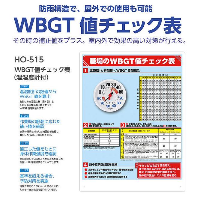 熱中症対策 WBGT値チェック表 温湿度計付 600×450×2mm (HO-515C) 炎天下 看板 標識 案内板 : トランスタイルYahoo!店 - 通販 - Yahoo!ショッピング
