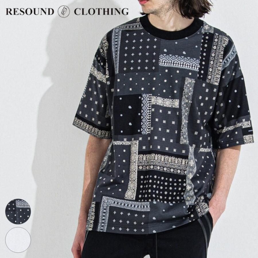 RESOUND CLOTHING リサウンドクロージング BANDANA OVER TEE RC36-T-009 Tシャツ オーガニック コットン100% ブラック ホワイト ...