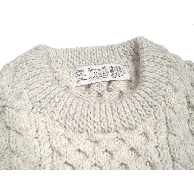 【正規取扱店】ATHENA DESIGNS（アテナデザインズ）/ HANDKNIT HONEY COMB CREWNECK SWEATER/light grey ...