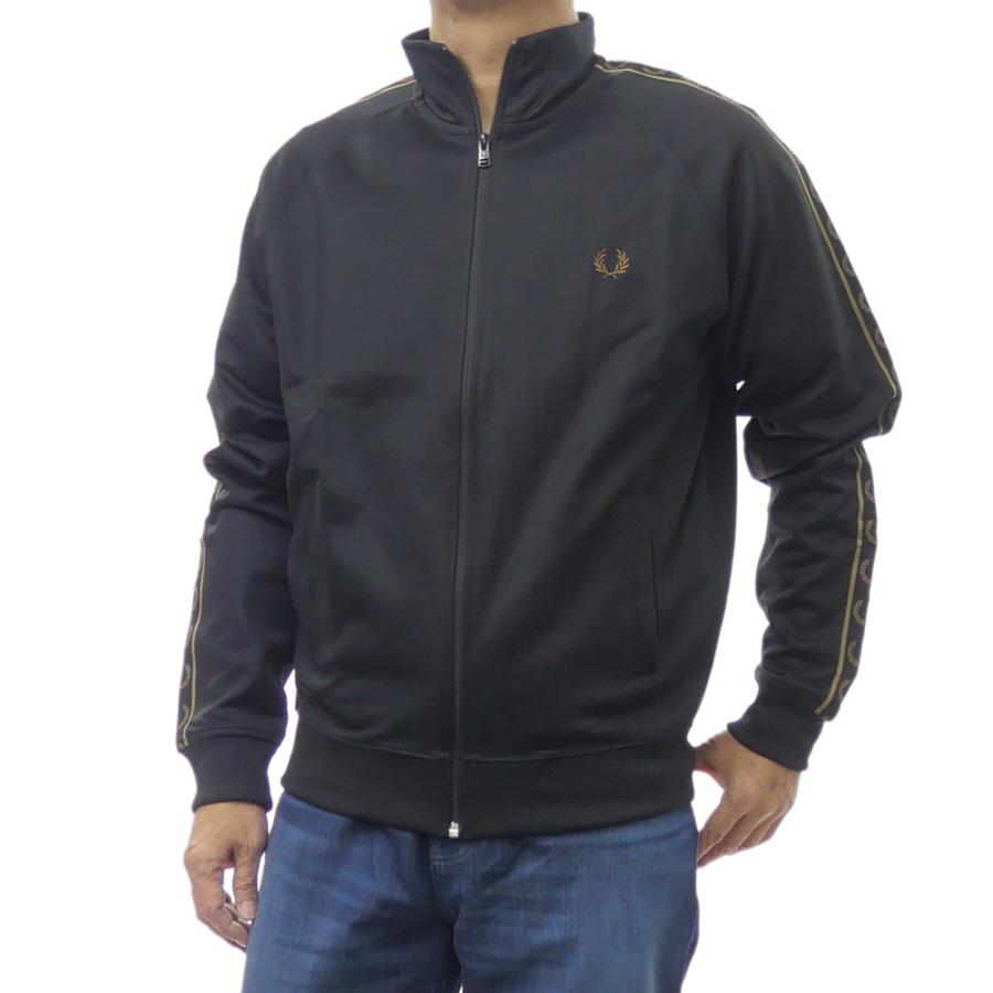 2025 秋冬新作！ FRED PERRY フレッドペリー スウェット メンズ ジップアップ J5557 / CONTRAST TAPE TRACK JACKET ブラック FRED PERRY（フレッドペリー） メンズジップアップスウェット J5557