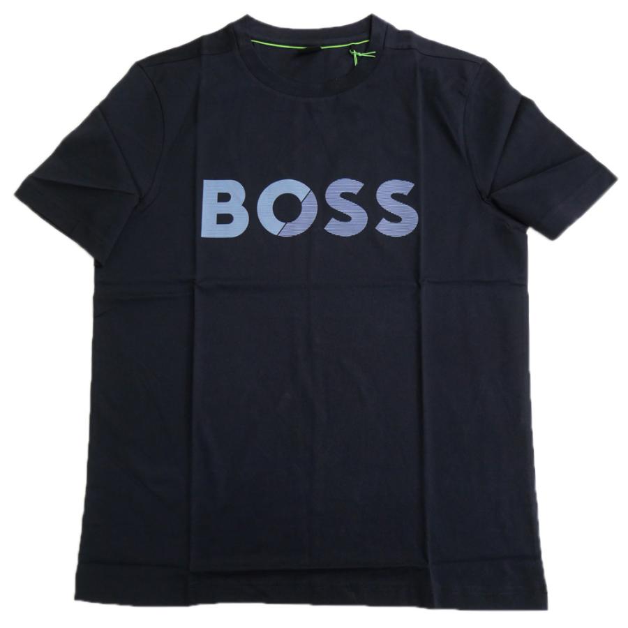 HUGO BOSS ヒューゴボス メンズクルーネックTシャツ 50530990 10269604 / Tee Tape Logo ダークブルー ...