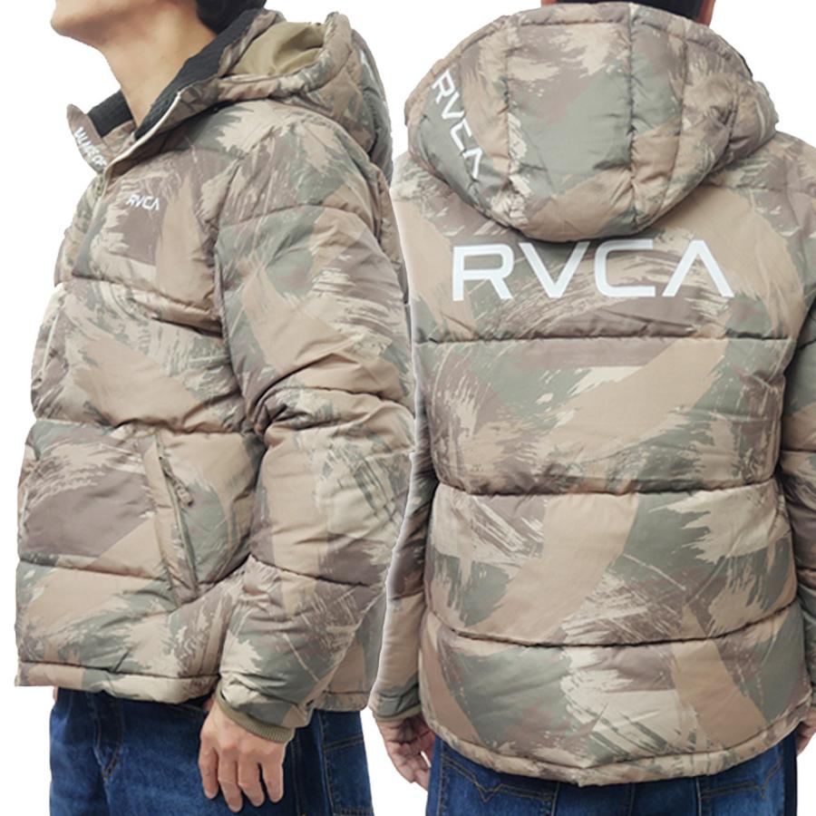 RVCA（ルーカ） メンズ中綿ブルゾン BF042760 / BACK PRINT PUFFER JKT カーキ系マルチカラー : TRE ...