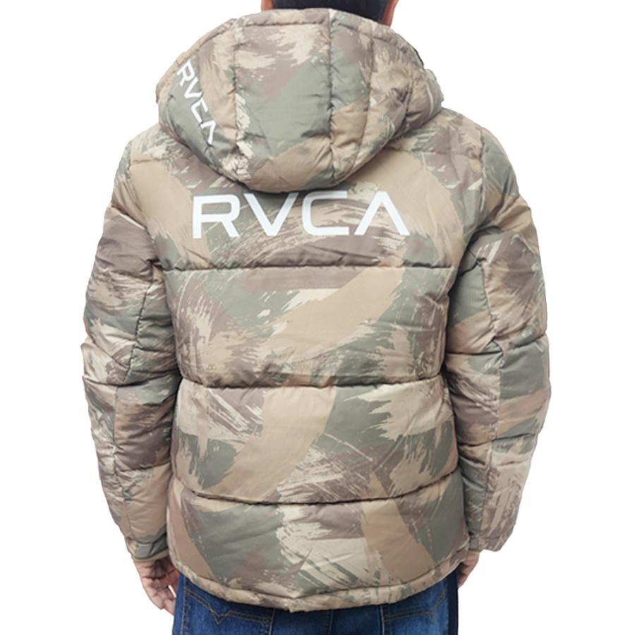 RVCA（ルーカ） メンズ中綿ブルゾン BF042760 / BACK PRINT PUFFER JKT カーキ系マルチカラー : TRE ...