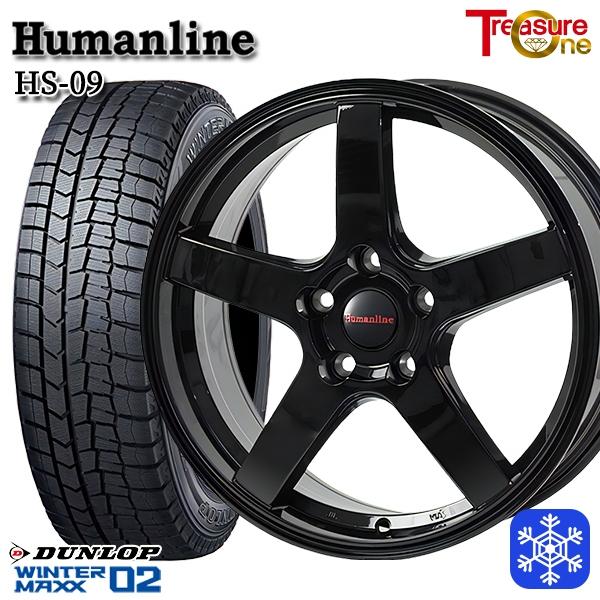 WINTER MAXX 225/55R17インチ ダンロップ ウインターマックス WM02 5H114.3 スタッドレスタイヤホイール4本セット ヒューマンライン HS09 BK ...