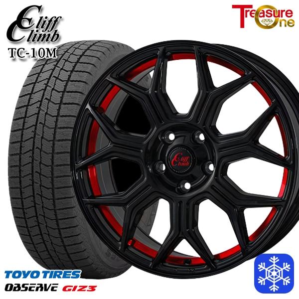 TOYO TIRES 235/60R18インチ トーヨー オブザーブ ギズ3 GIZ3 5H114.3 スタッドレスタイヤホイール4本セット トレジャーワン クリフクライム TC10M RED ...