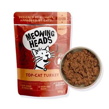 【10個セット】MEOWING HEADS ミャオイングヘッズ 93/7 トップ キャット ターキー ウェットキャットフード 成猫用 100g ...