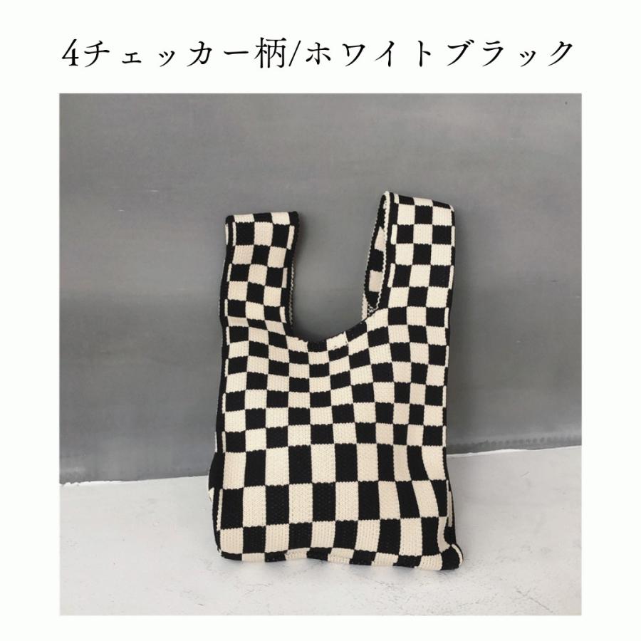 チェッカー柄 ストライプ ミニマルシェバッグ ミニバッグ ニットバッグ 韓国 おしゃれ 人気 オススメ プレゼント レディース メンズ : treim - 通販 - Yahoo!ショッピング