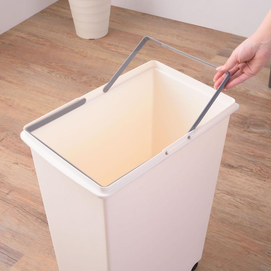 ゴミ箱 30L ダストボックス 屋外 屋内 キャスター付き ポリプロピレン ごみ箱 分別ゴミ箱 キッチン スライドロック式 スライドペール アースカラー ホワイト : lfs-762wh ...