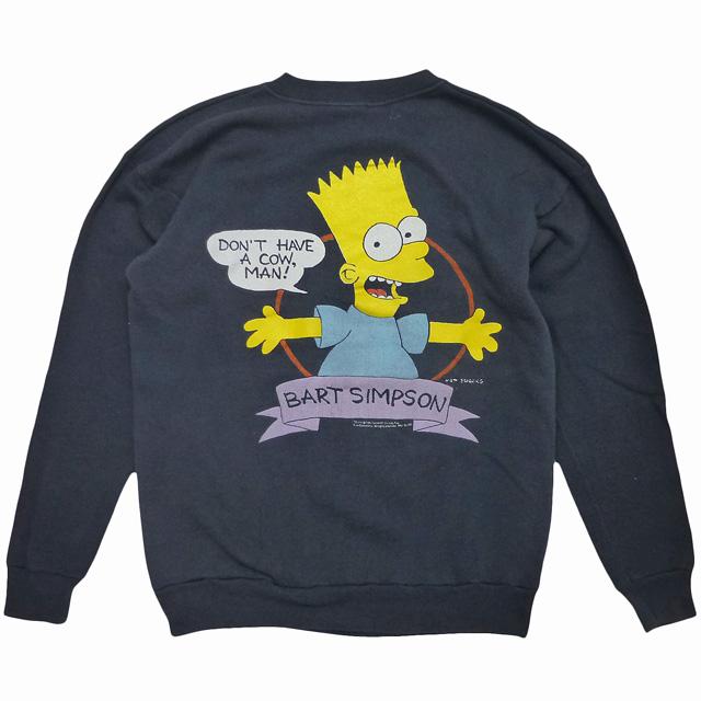 The Simpsons（ザ シンプソンズ） 90's Used SSI The Simpsons Bart Crew Sweatshirt シンプソンズ バート スウェット トレーナー 黒 ...