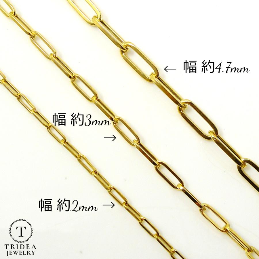 TRIDEA JEWELRY 18金 ペーパークリップ チェーン ネックレス 幅3.0mm 50cm 4.5g K18 レディース プレゼント パイプ ツイスト 中空 クリップチェーン 角 ...
