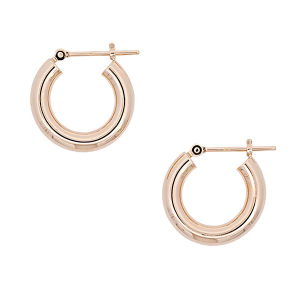 （k315）太め 18k パイプピアス フープ 輪っか 3mm×15mm ピアス レディース メンズ プレゼント ギフト 両耳 1ペア ...