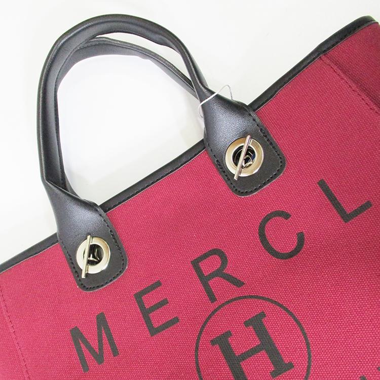 fiore マークル MERCL H COLLECOTIVE SMILE 英字 ロゴ キャンバス 帆布 合成皮革 チェーン付き 2WAY ...